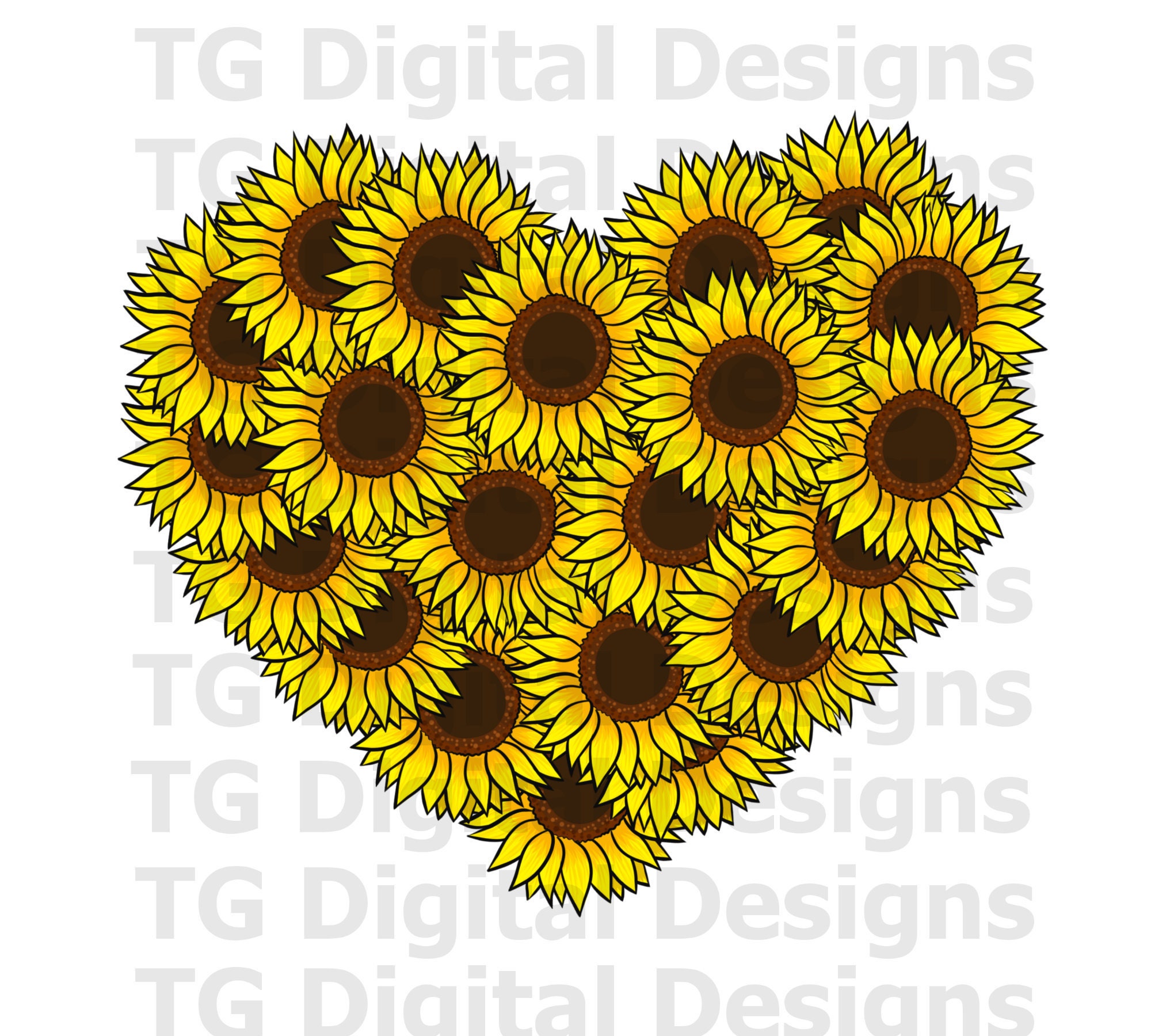 Sunflower PNG Heart Shape Love File for Sublimation Digital | Etsy