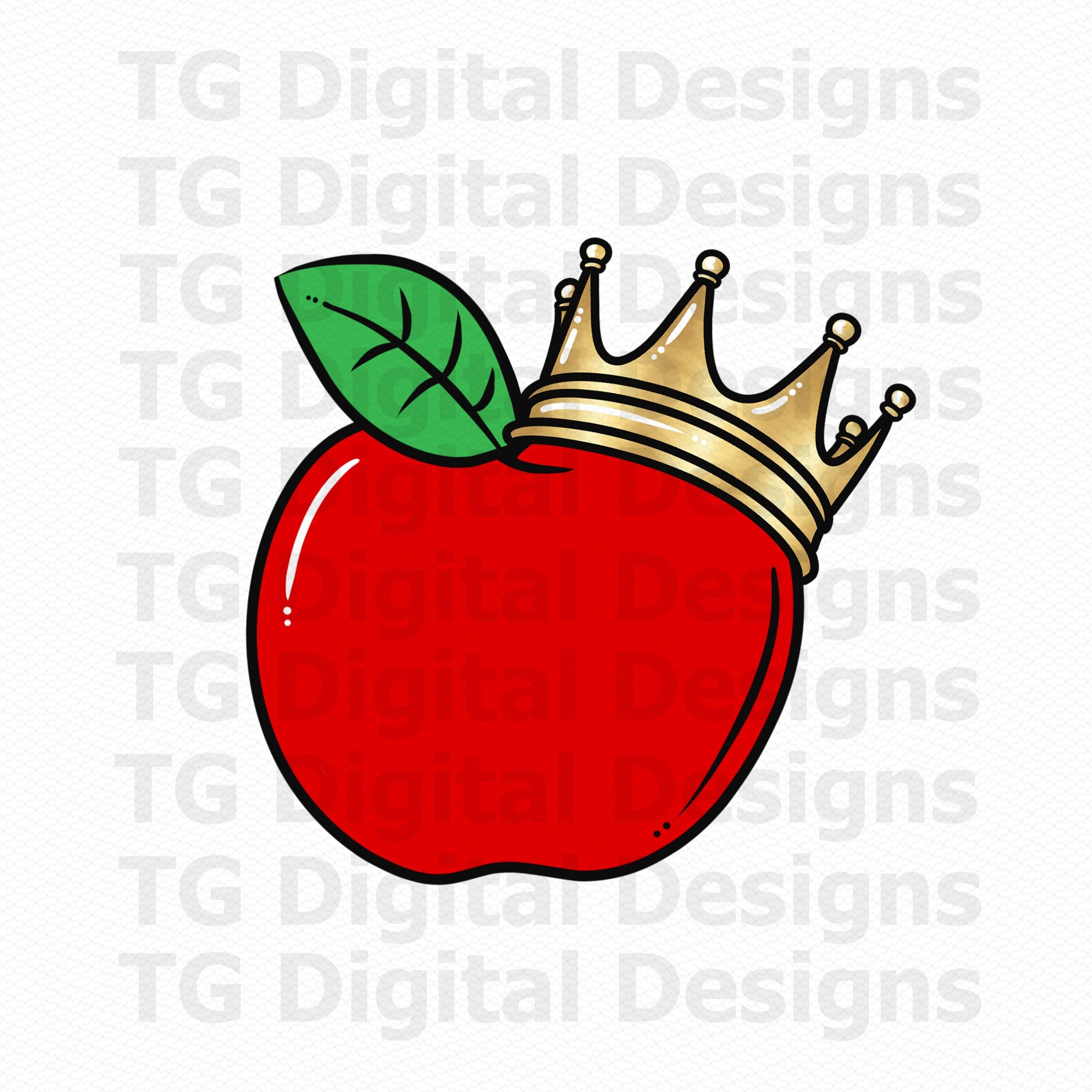 Red Apple With Crown PNG, Apple Sublimation Design, Apple Digital ...