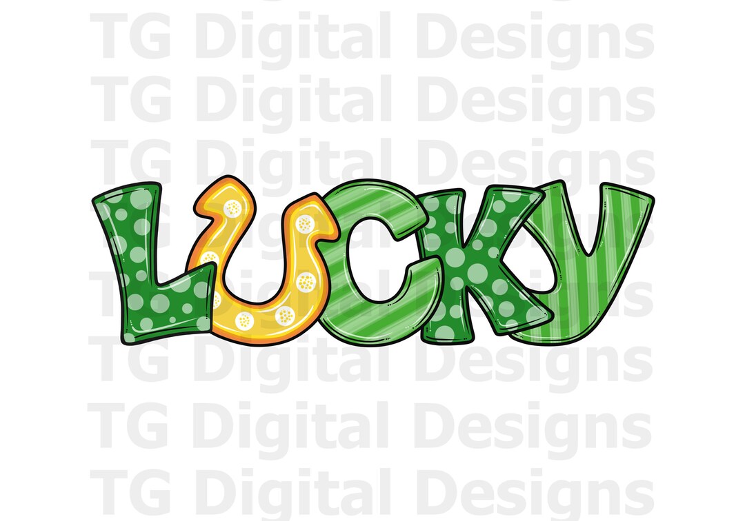 St Patricks Day Lucky PNG Sublimation File Doodle Letters St Patrick's ...
