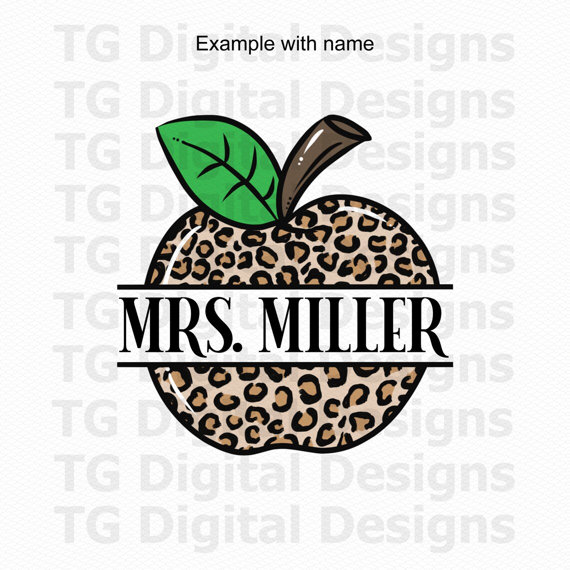 Leopard Apple Name Frame PNG Teacher PNG Leopard Apple - Etsy