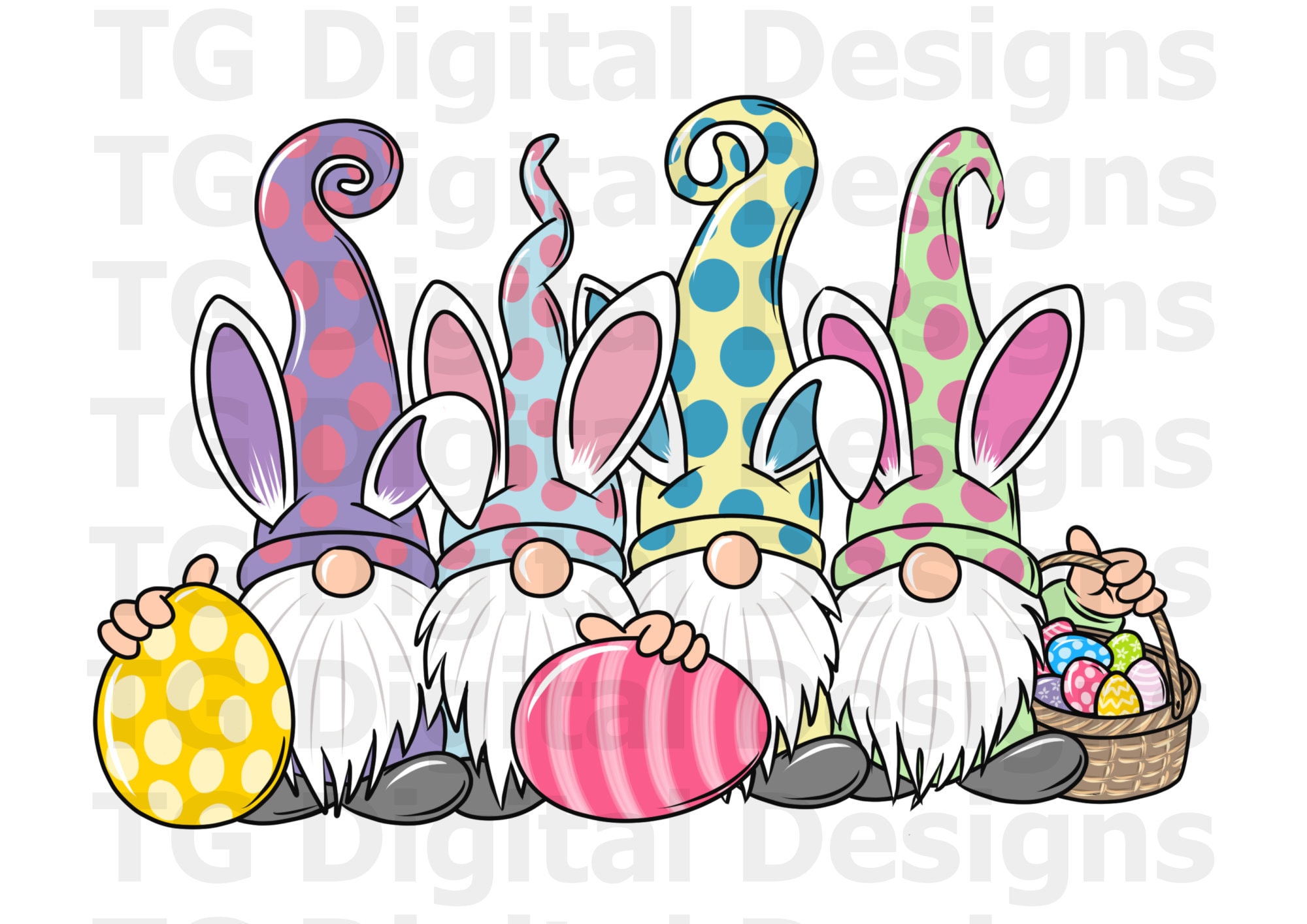 Easter Bunny Gnomes PNG Easter Gnome Bunny Eggs Basket Shirt ...