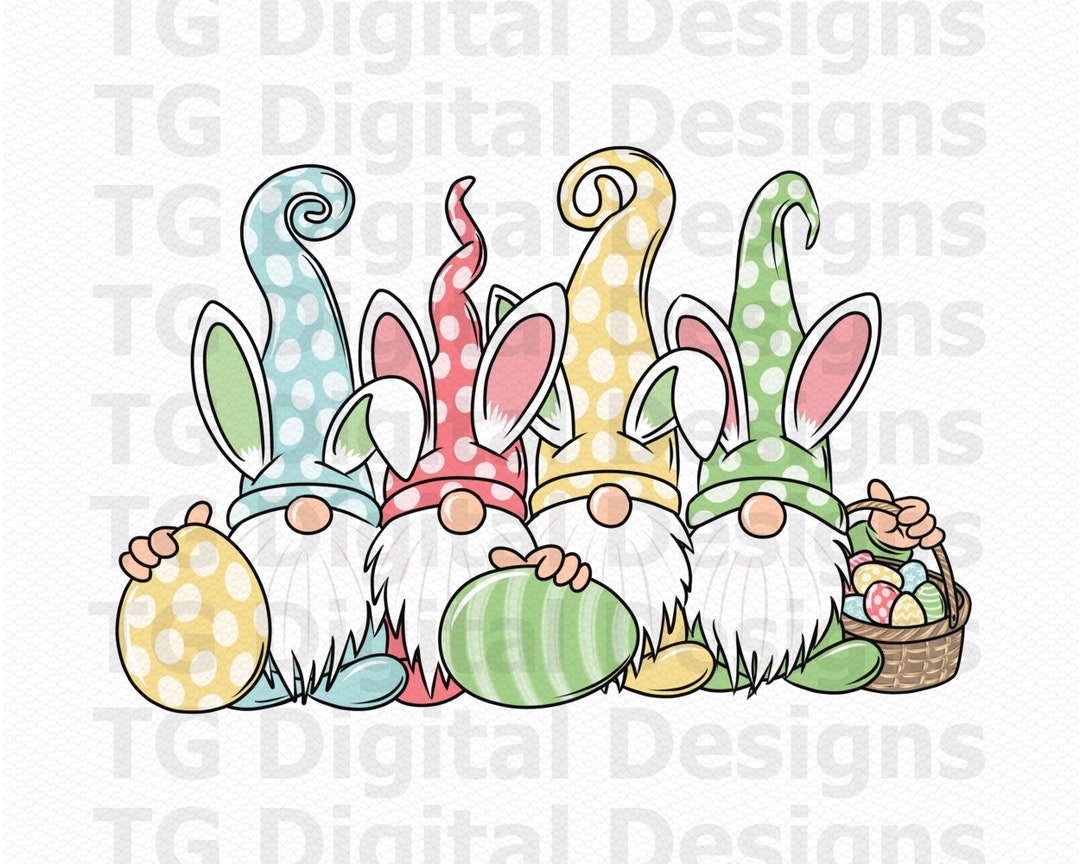 Easter Bunny Gnomes PNG, Gnomes With Eggs Basket, Easter PNG File ...