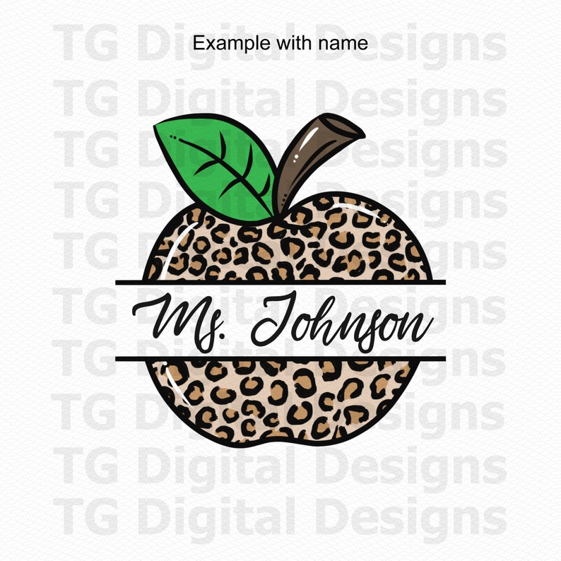 Leopard Apple Name Frame PNG Teacher PNG Leopard Apple - Etsy