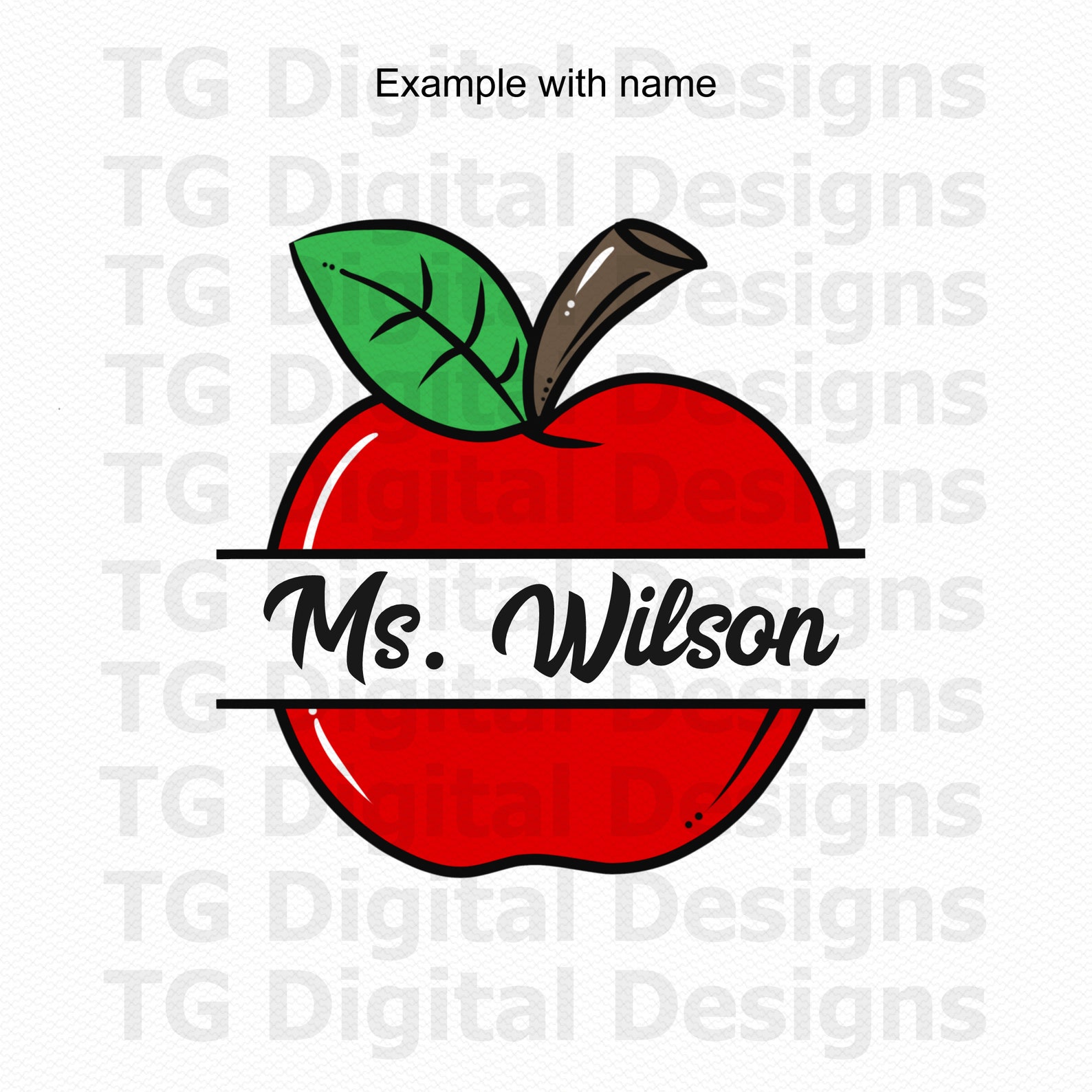 Apple Name Frame PNG Teacher PNG Apple Monogram PNG Back to - Etsy