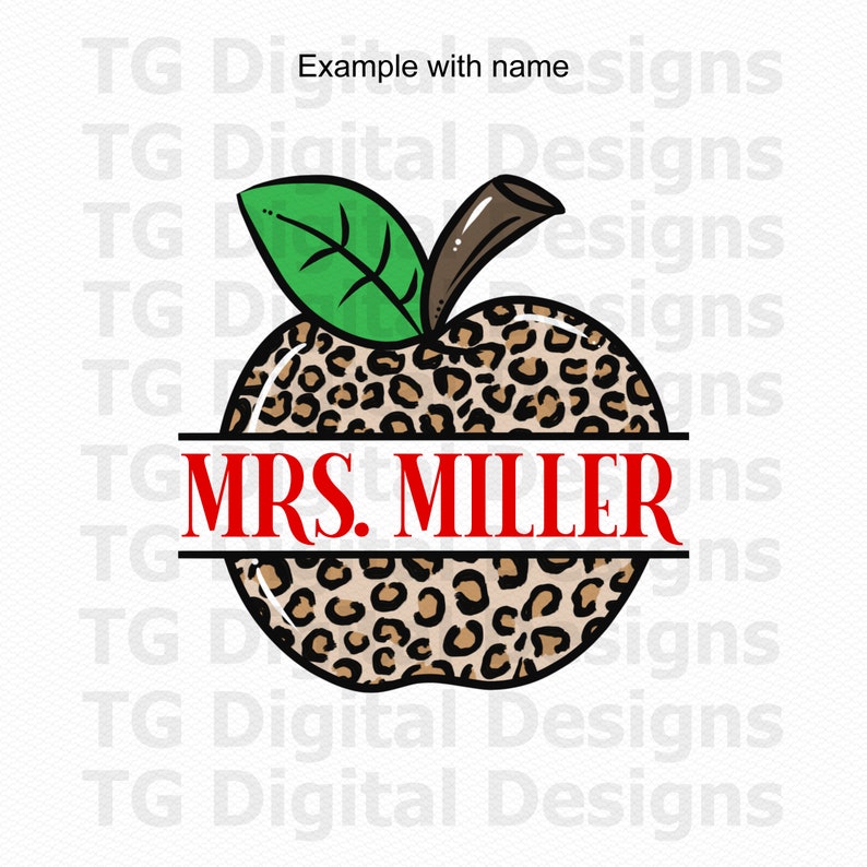 Leopard Apple Name Frame PNG Teacher PNG Leopard Apple - Etsy
