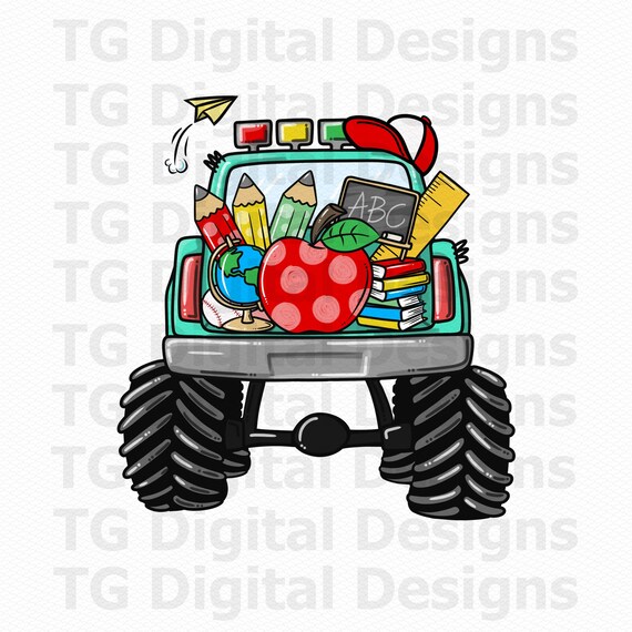 School Truck for Boys PNG Back to School PNG Monster Truck - Etsy