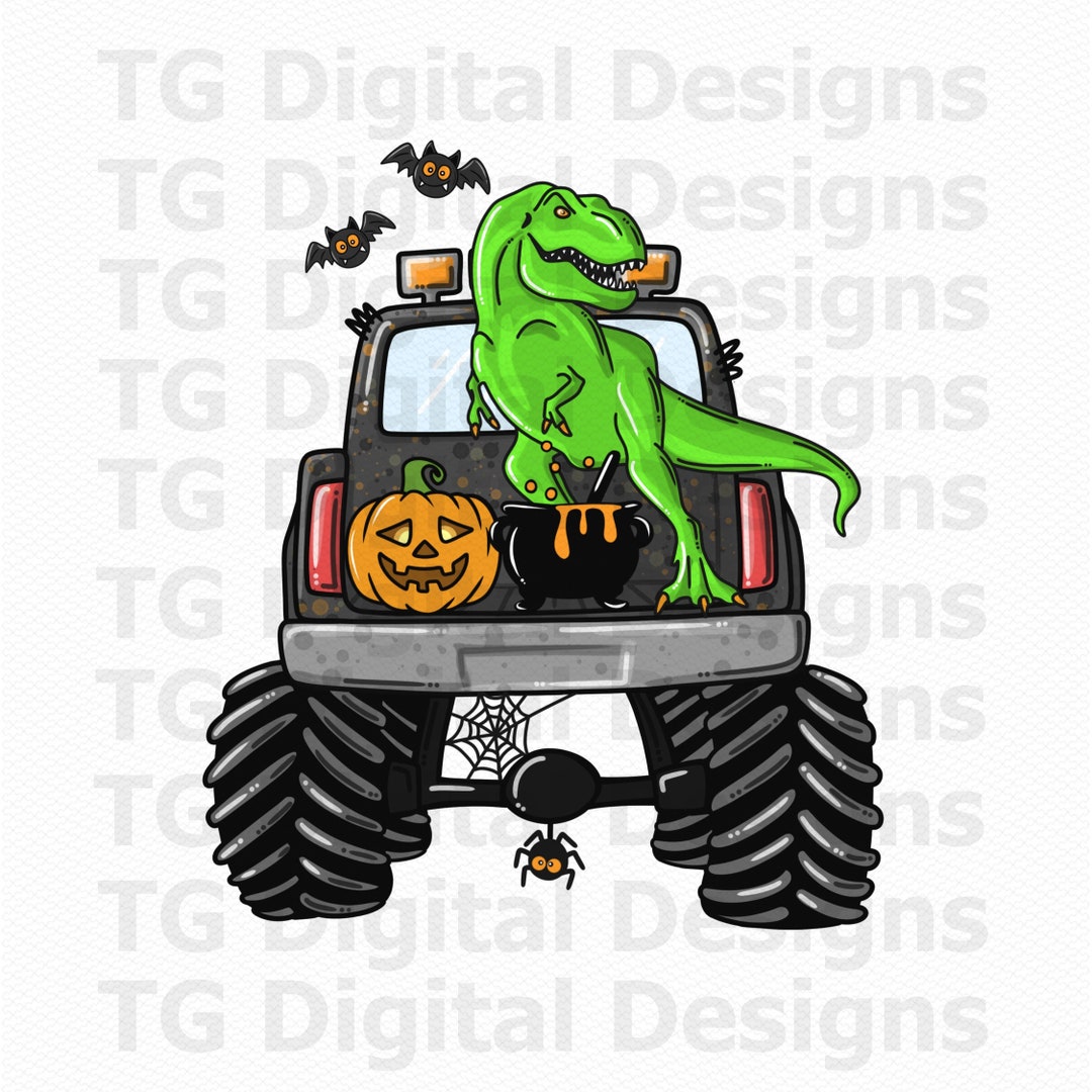 Halloween Monster Truck PNG, Halloween Dinosaur PNG, Halloween for Boys ...
