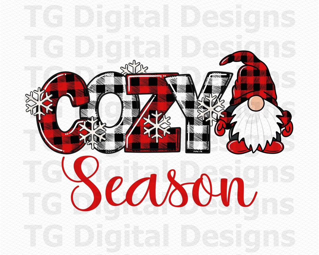 Cozy Season PNG, Christmas Design, Gnome PNG, Buffalo Plaid, Winter PNG ...