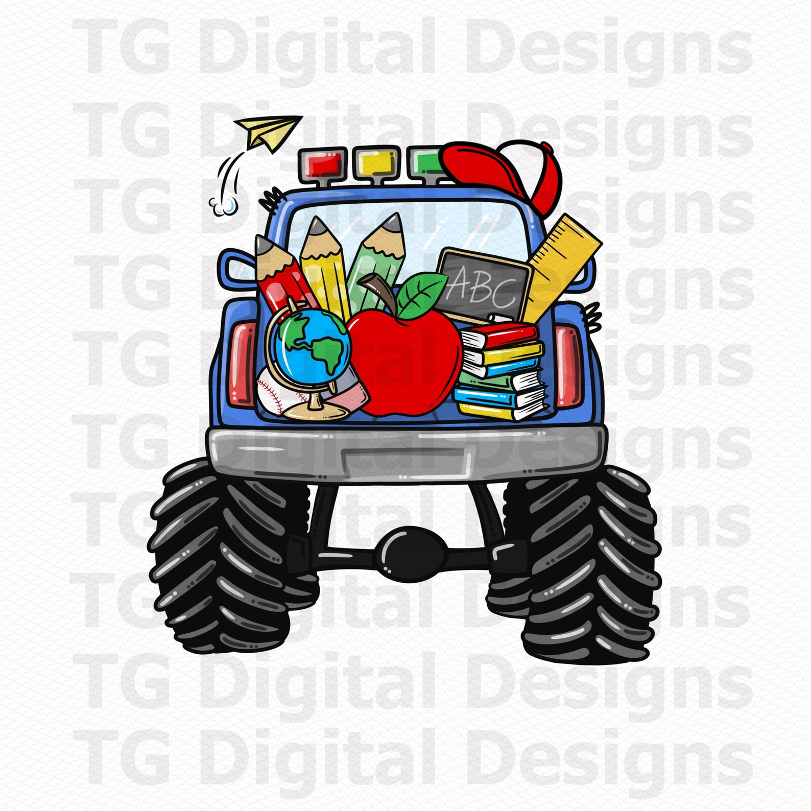 School Truck PNG, School Monster Truck for Boys, Back to School PNG ...