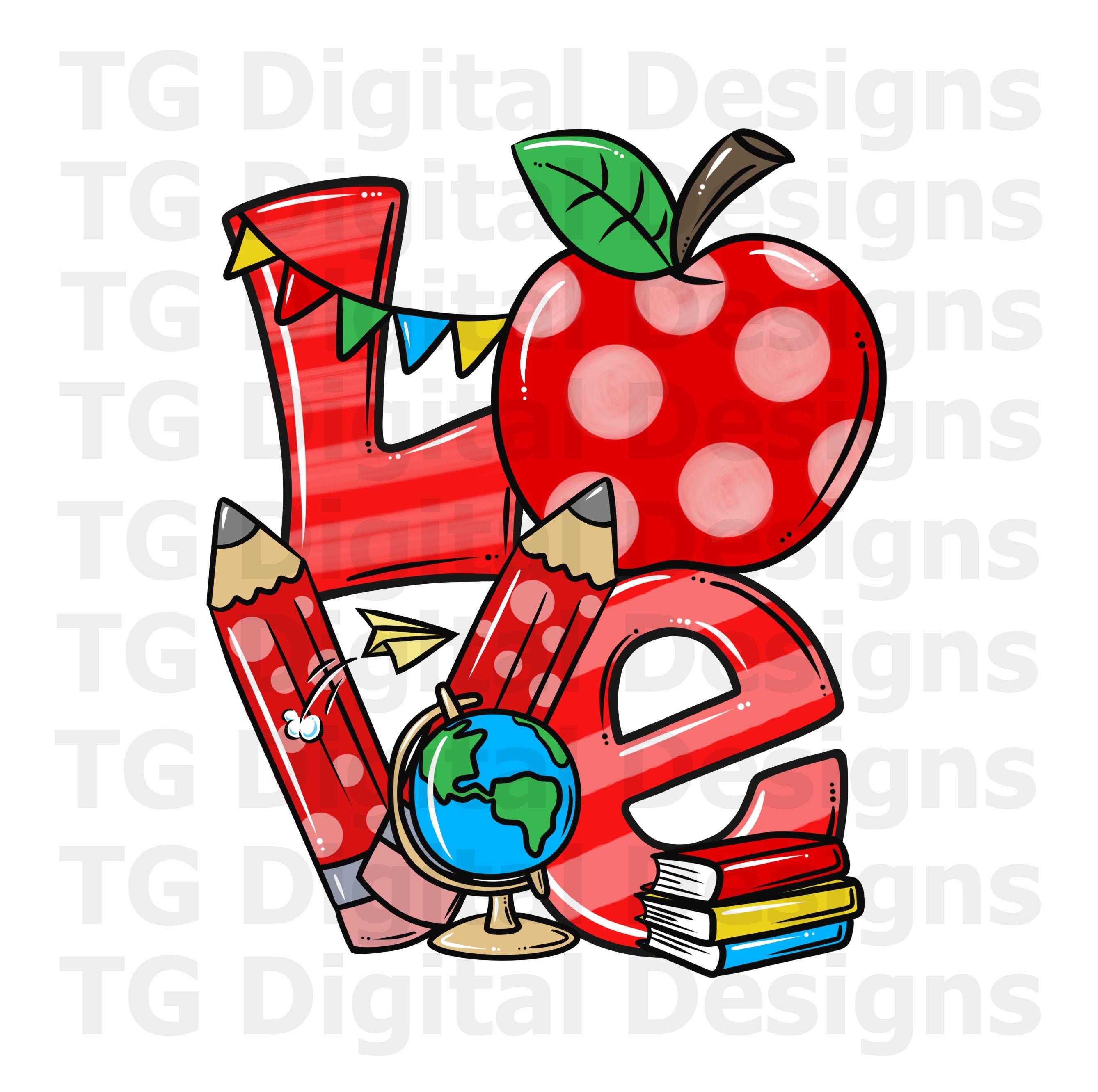 Back To School PNG School PNG Teacher PNG Love Teacher | Etsy