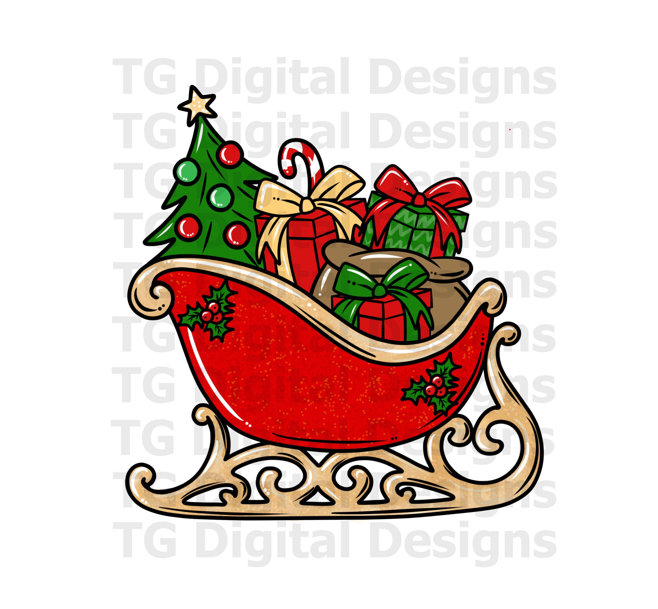 Christmas PNG, Sleigh PNG, Santa Sleigh PNG, Red Sleigh, Christmas ...