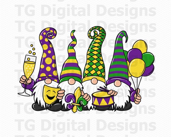 Mardi Gras Gnomes PNG Mardi Gras Sublimation Design Happy | Etsy