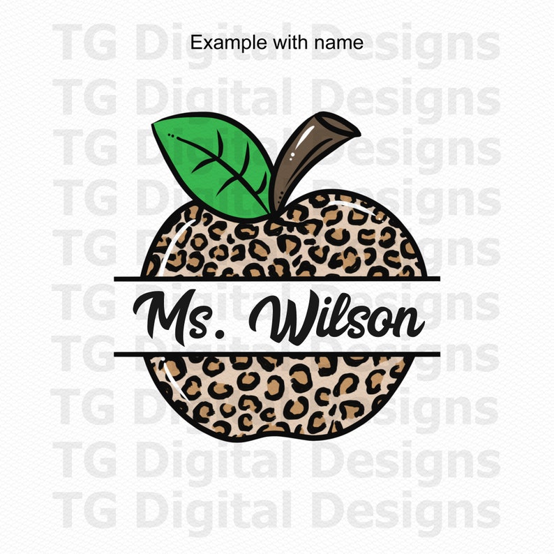 Leopard Apple Name Frame PNG Teacher PNG Leopard Apple - Etsy