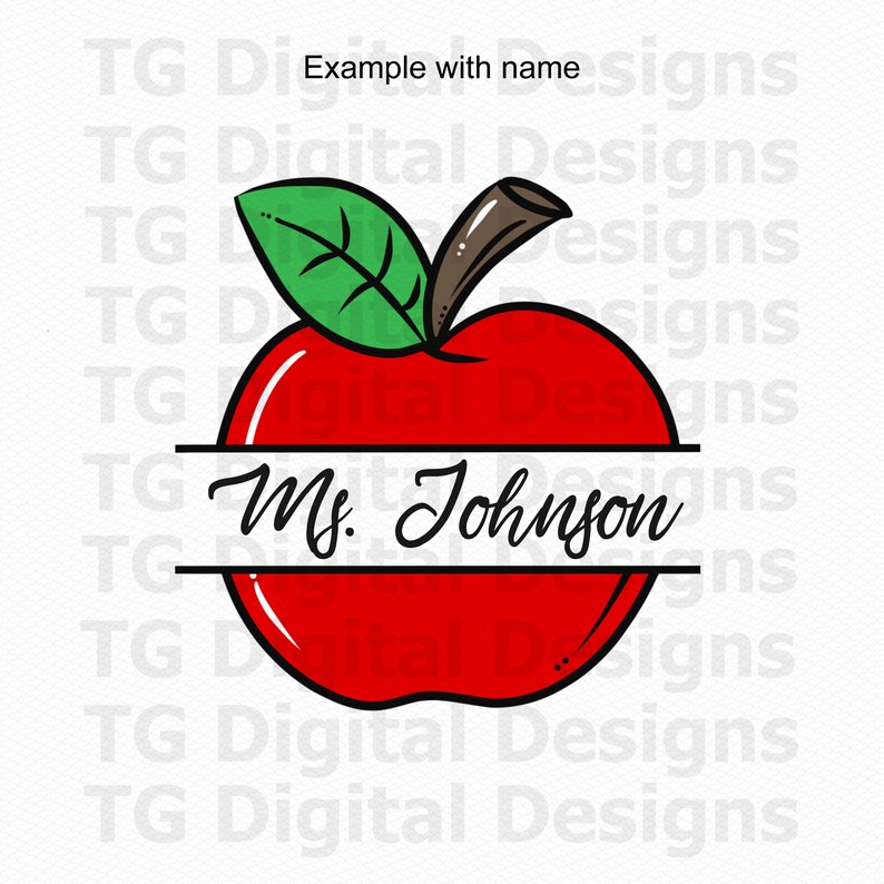 Apple Name Frame PNG Teacher PNG Apple Monogram PNG Back to - Etsy