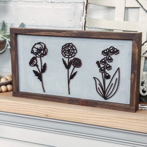 Personalized Birth Flower Sign -family Birth Month Flower - Unique ...