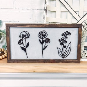 Personalized Birth Flower Sign -family Birth Month Flower - Unique ...