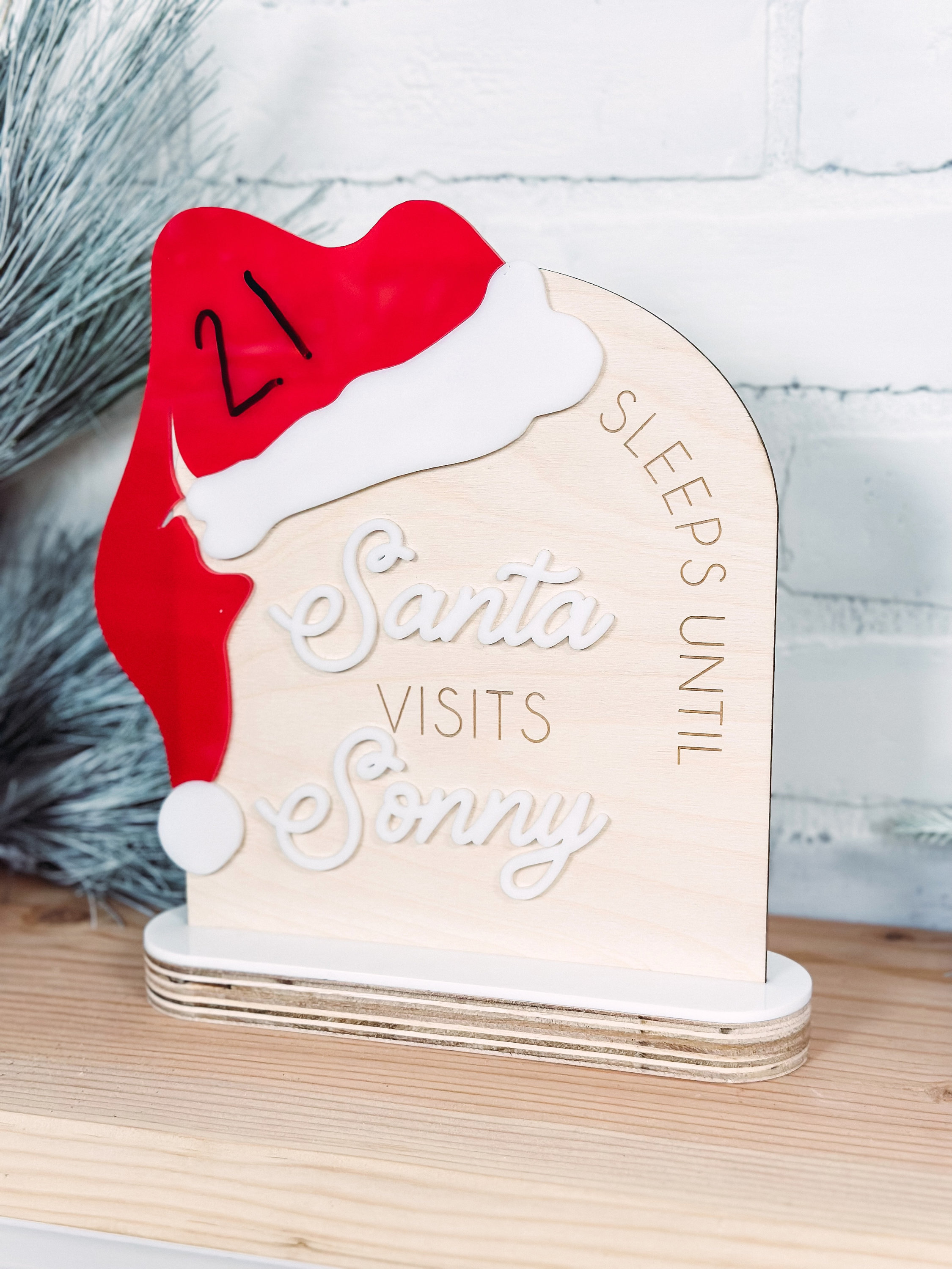 Personalized Santa Hat Countdown Whiteboard - Festive Holiday Decor for ...