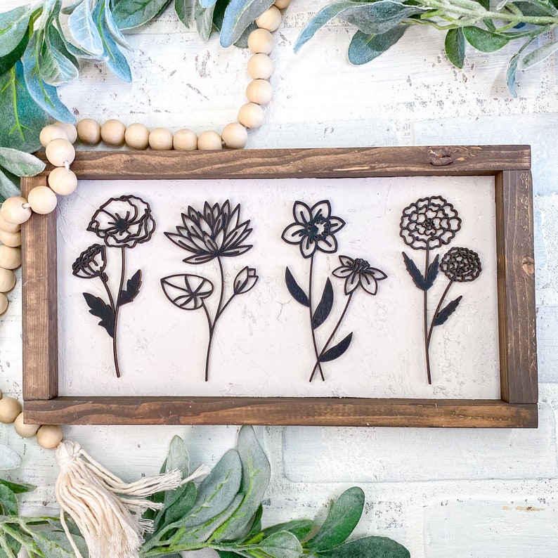 Personalized Birth Flower Sign family Birth Month Flower | Etsy
