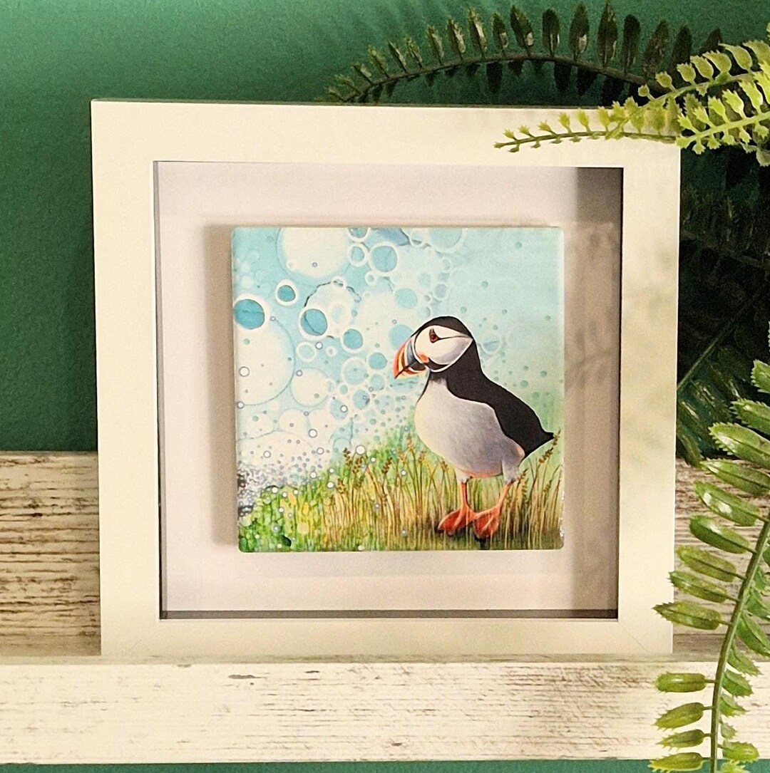 Puffin Ceramic Wall Art Mini Framed Art Housewarming Birthday Gift Home ...
