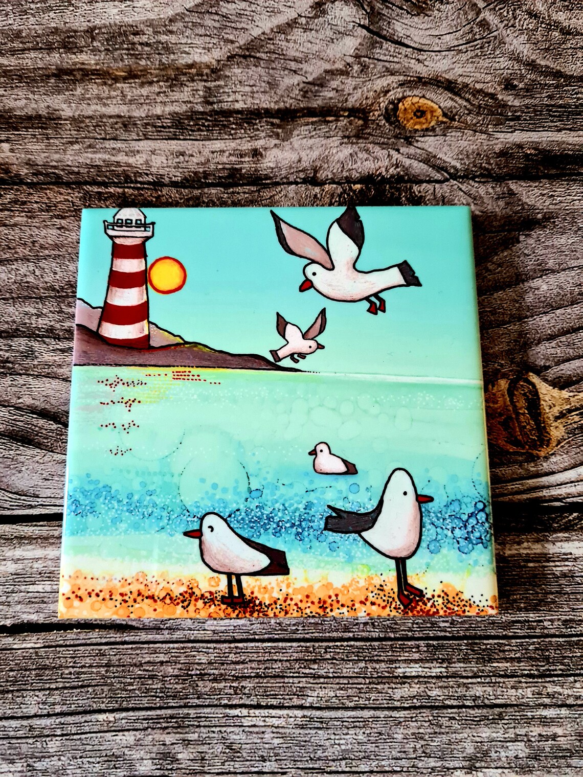 Seaside coastersceramic coastersSet of 4 CoastersHand | Etsy