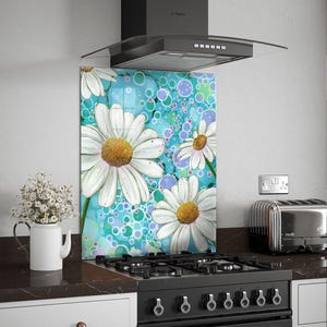 Kitchen Splashback, Tempered Glass Backsplash, Wall Panel Behind Cooker ...