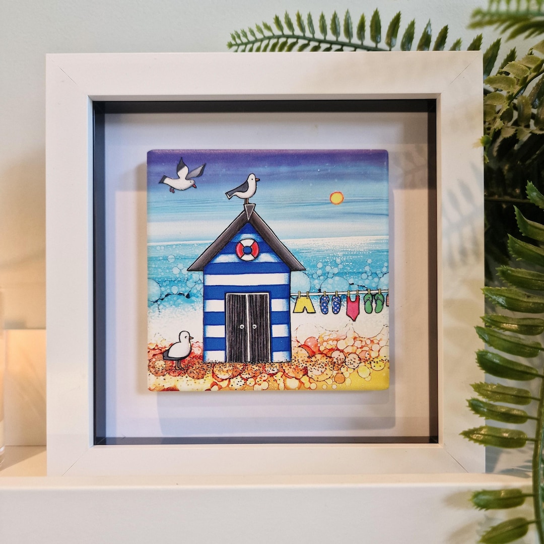 Beach Hut Wall Art Mini Framed Art Housewarming Birthday Gift Home ...