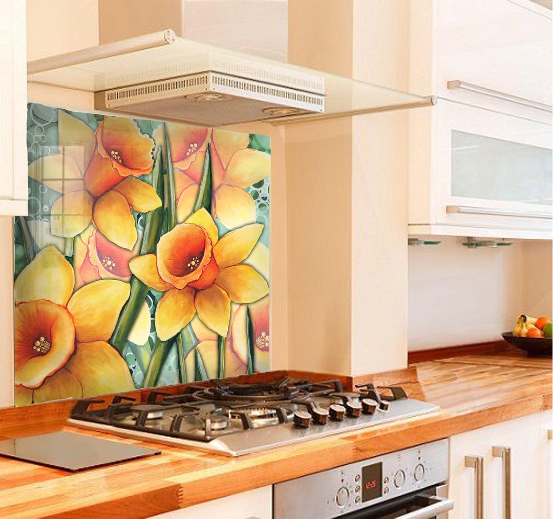 Kitchen Splashback, Tempered Glass Backsplash, Wall Panel Behind Cooker ...
