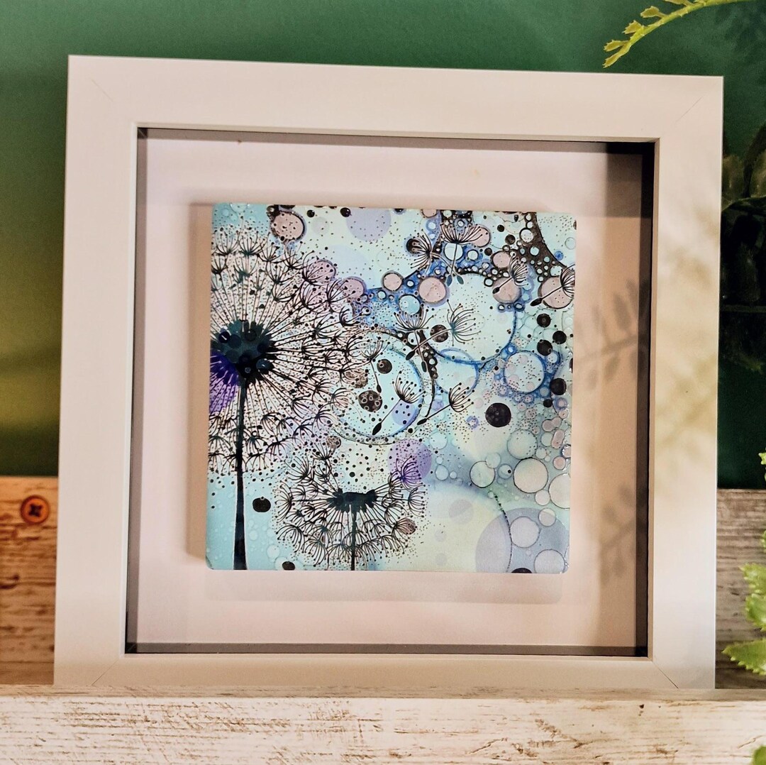 Dandelion Ceramic Wall Art Mini Tile Framed Art Housewarming Birthday ...
