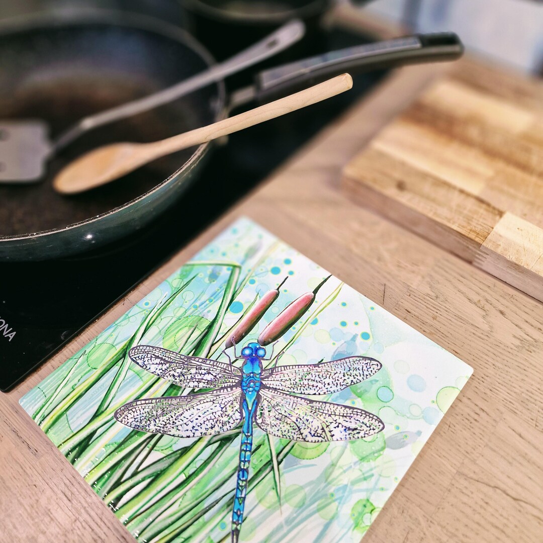 Dragonfly Square Ceramic Trivet Hot Pot Stand Textured Ceramic ...