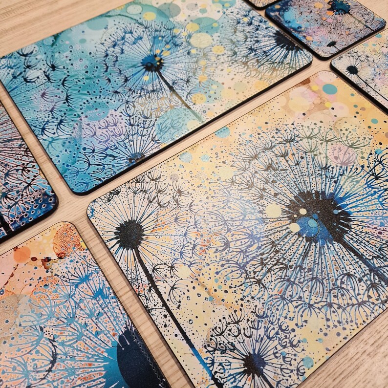 Dandelion Placemat and Coaster Set: Faux Leather, Heat Resistant - Etsy