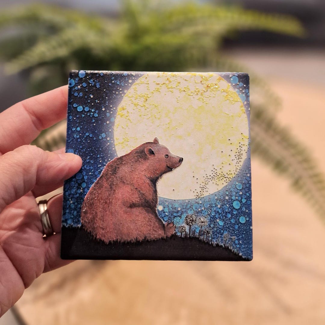 Bear Coaster Ceramic Coasters Individual Coaster Housewarming Gift Home ...