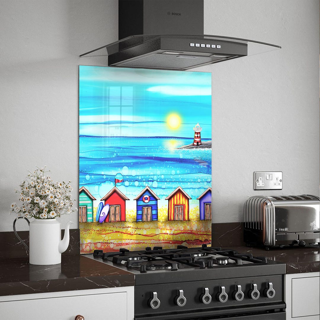 Kitchen Splashback, Tempered Glass Backsplash, Wall Panel Behind Cooker ...