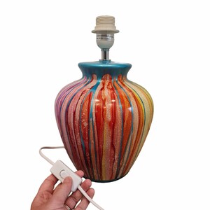 Hand Painted Large Table Lamp, Home Decor, Glass Lamp, Housewarming ...