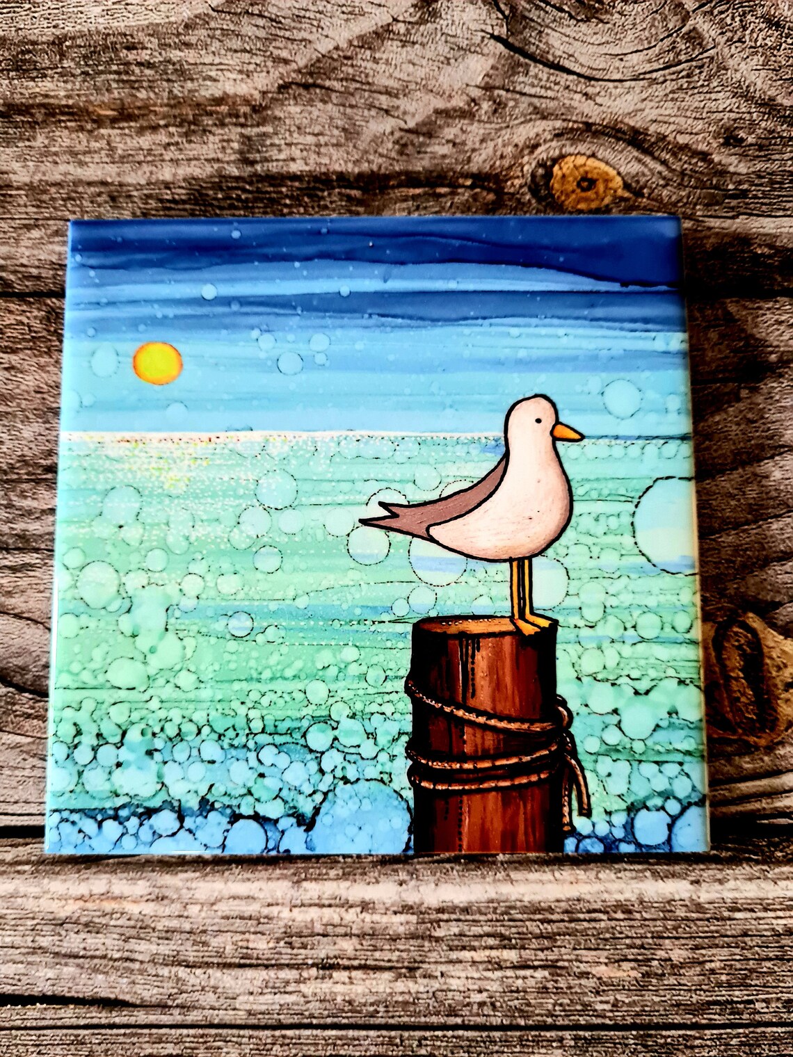 Seaside coastersceramic coastersSet of 4 CoastersHand | Etsy