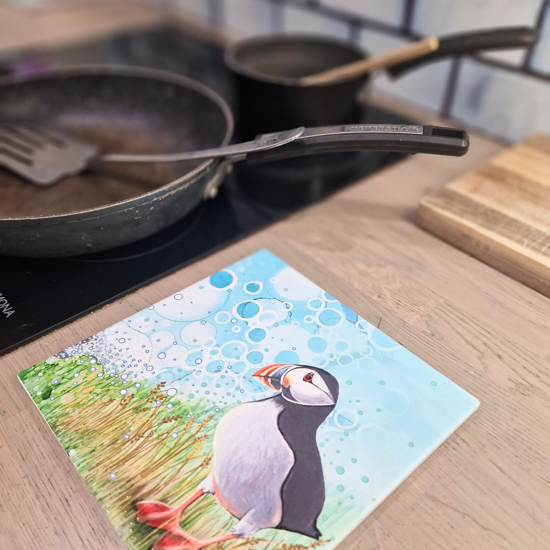 Puffin Square Ceramic Trivet Hot Pot Stand Textured Ceramic Puffin ...