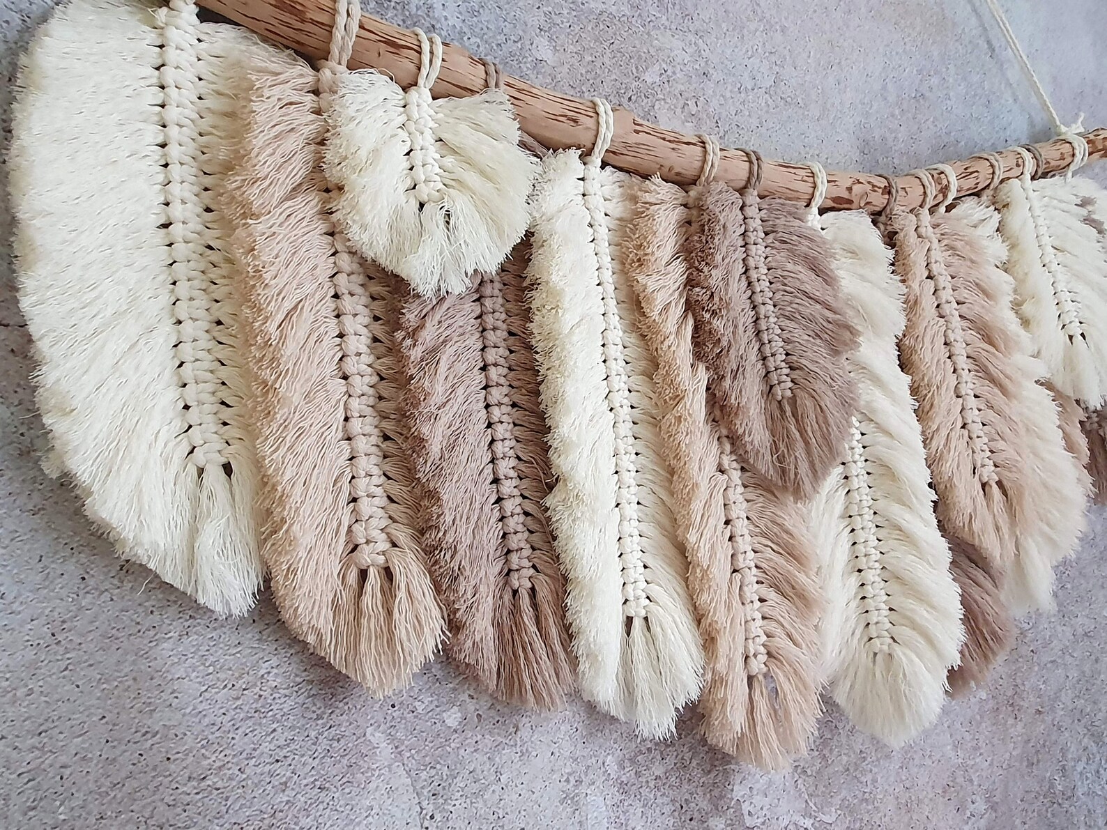 Colorful Feather Macrame Wall Hanging Natural Color Wall Art - Etsy