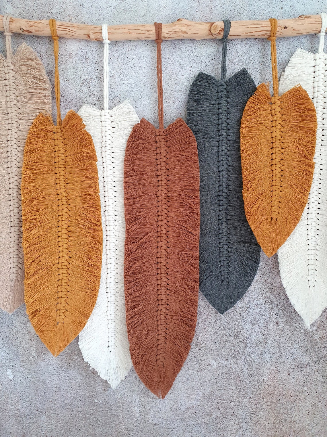 Large feather macrame wall hanging in boho style Colorful | Etsy