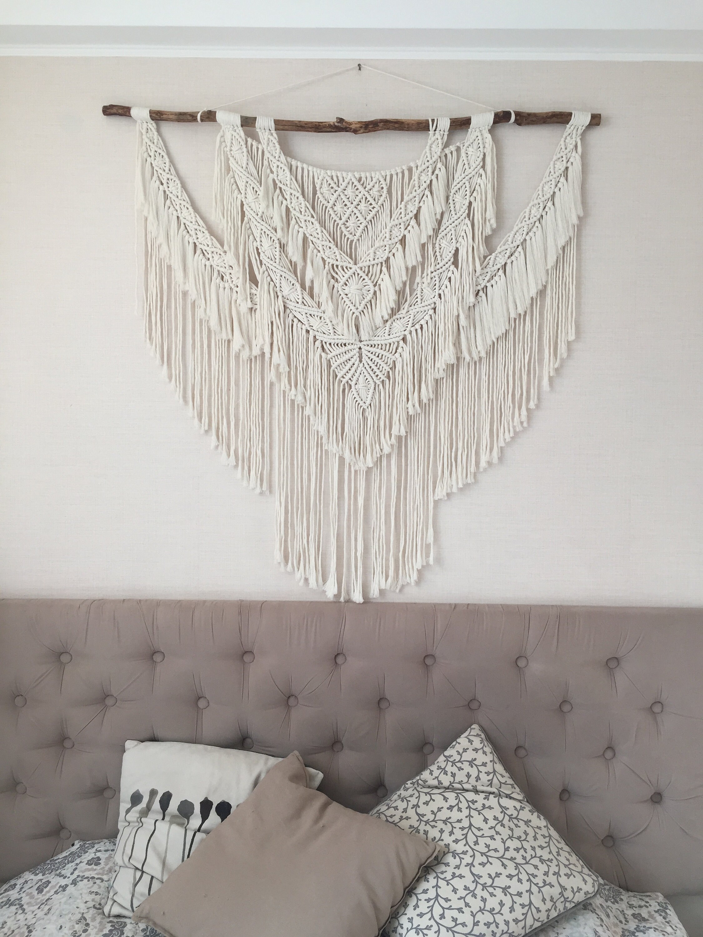 Large macrame wall hanging for the headboard of a boho style | Etsy