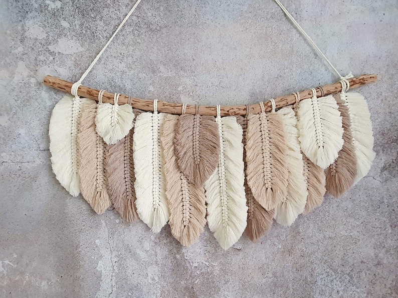 Colorful Feather Macrame Wall Hanging Natural Color Wall Art - Etsy