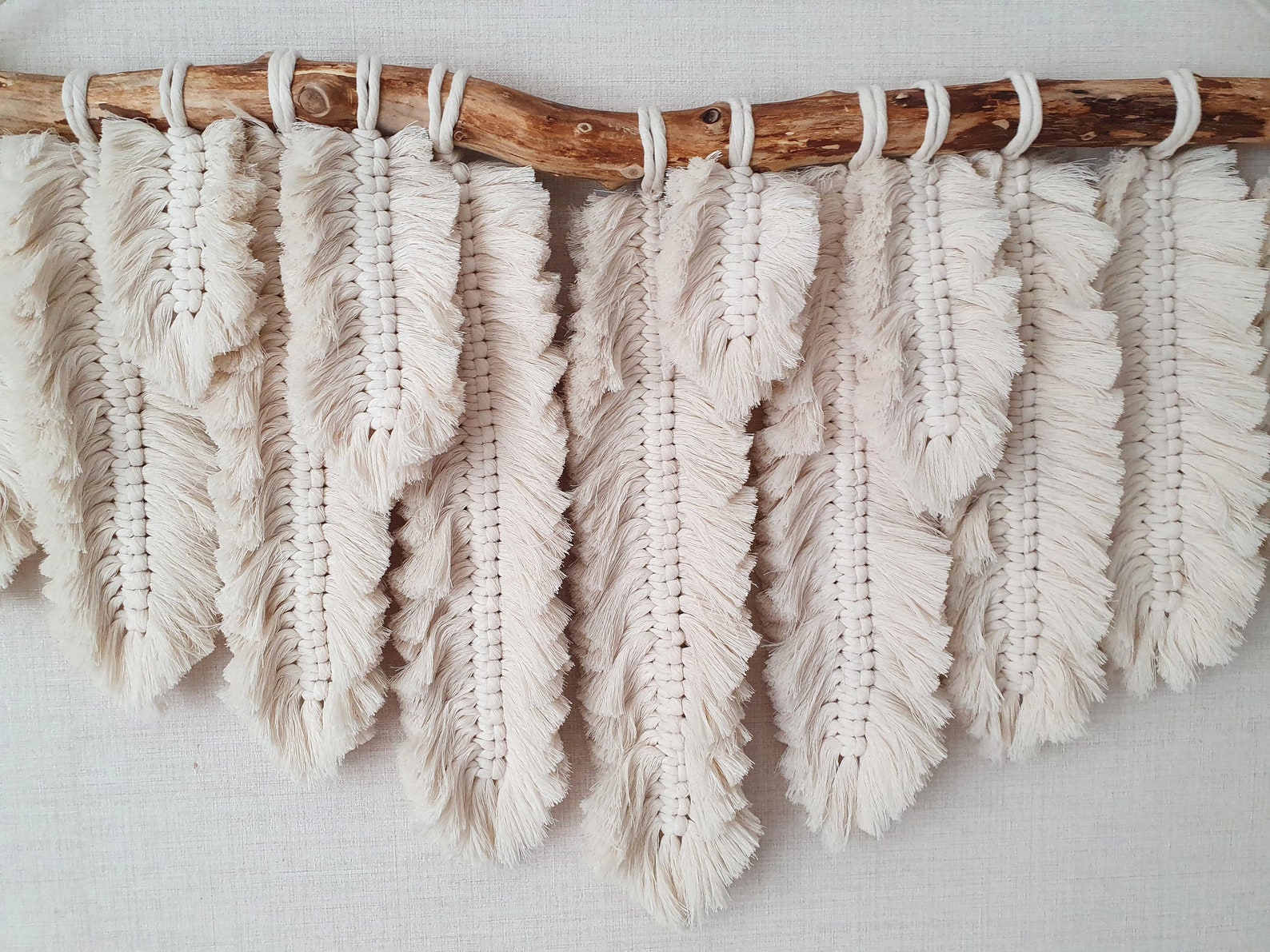 Large White Feather Macrame Wall Hanging Bedroom Wall Decor - Etsy