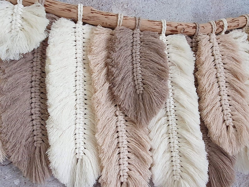 Colorful Feather Macrame Wall Hanging Natural Color Wall Art - Etsy