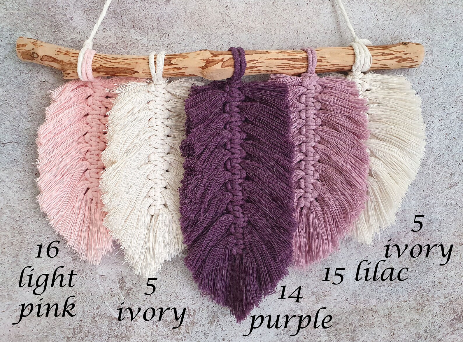 Colorful Feather Macrame Wall Hanging Small Leaf Macrame Wall - Etsy