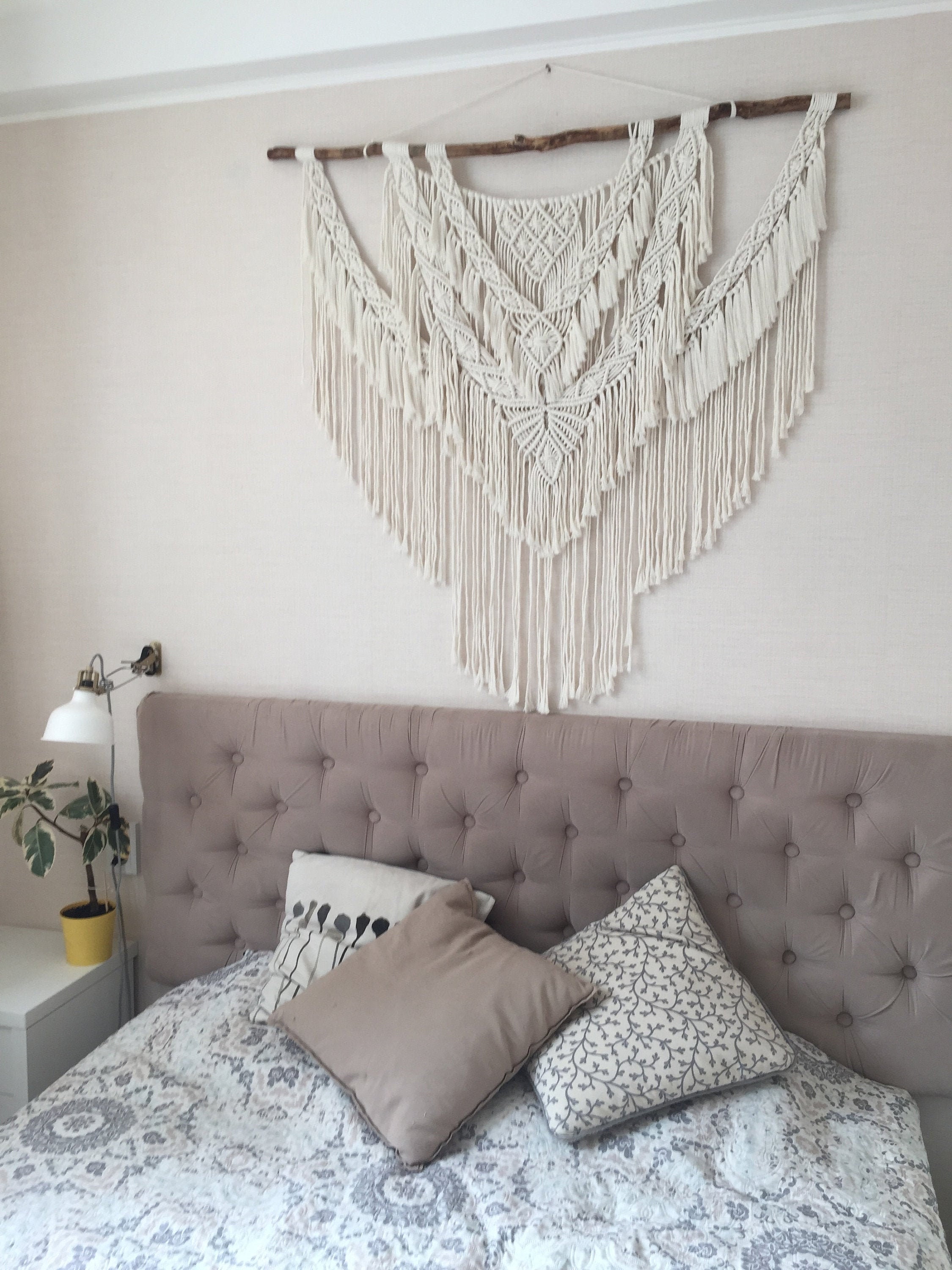 Large macrame wall hanging for the headboard of a boho style | Etsy