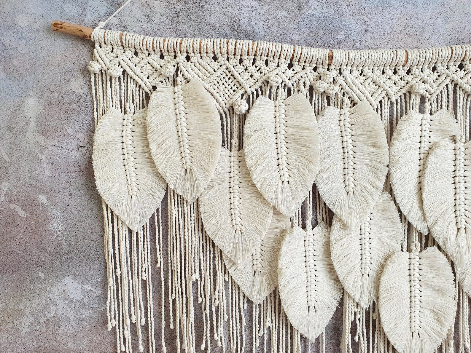 Large Feather Macrame Wall Hanging in Boho Style Bedroom Wall Decor ...