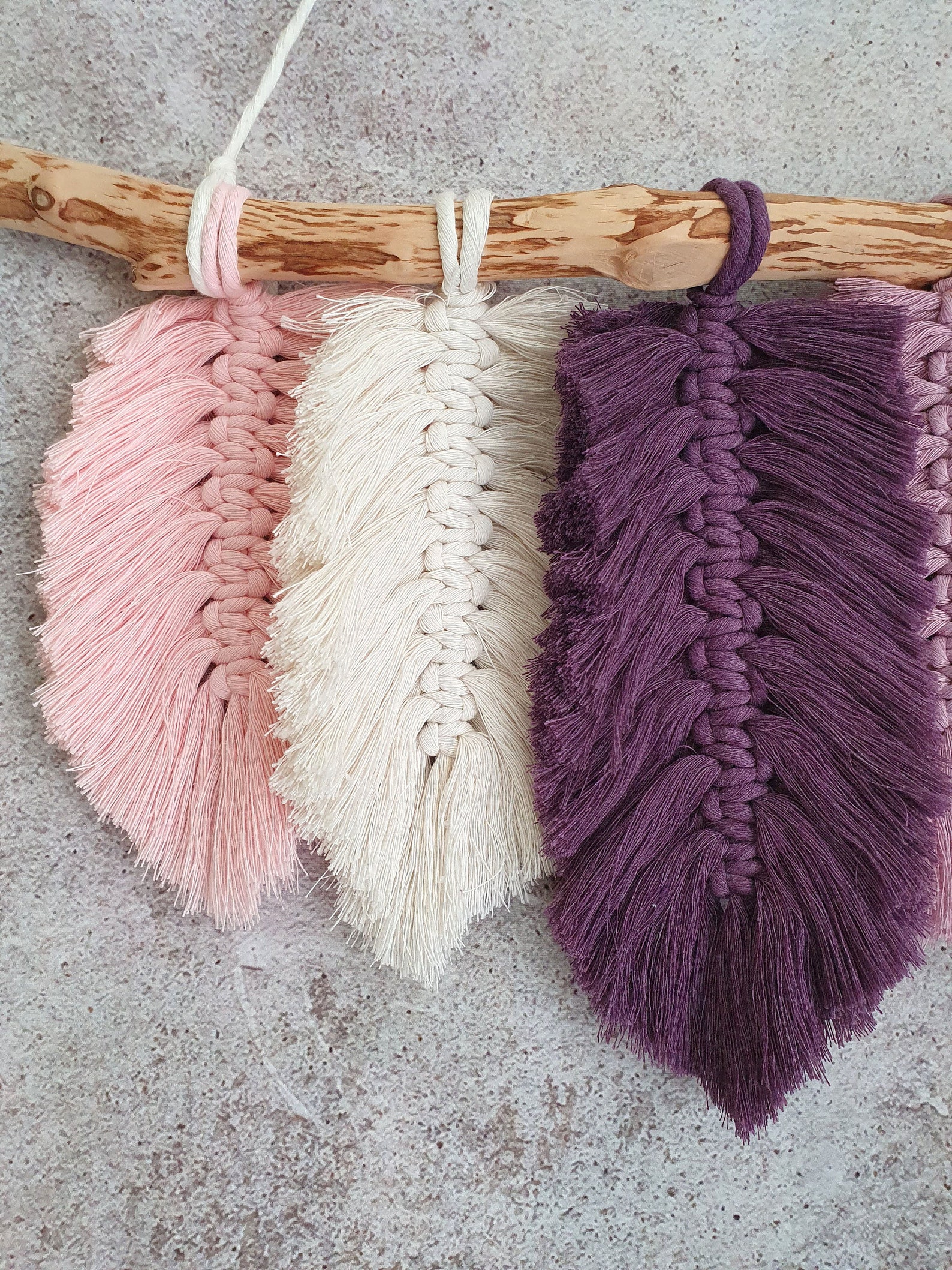Colorful Feather Macrame Wall Hanging Small Leaf Macrame Wall - Etsy