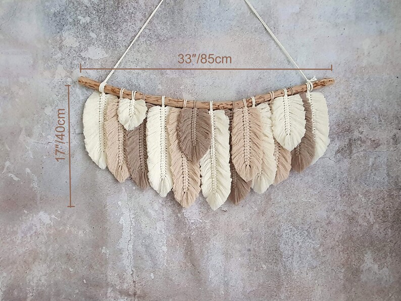 Colorful Feather Macrame Wall Hanging Natural Color Wall Art - Etsy