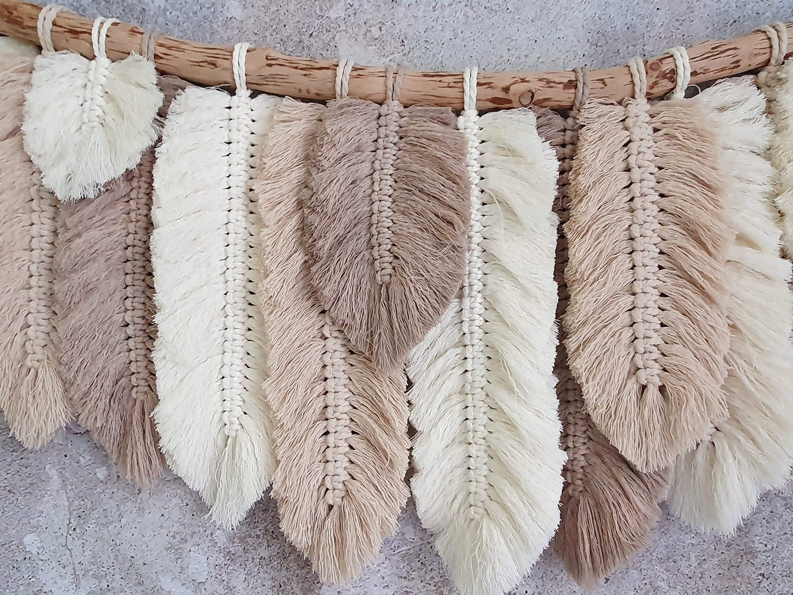 Colorful Feather Macrame Wall Hanging Natural Color Wall Art - Etsy
