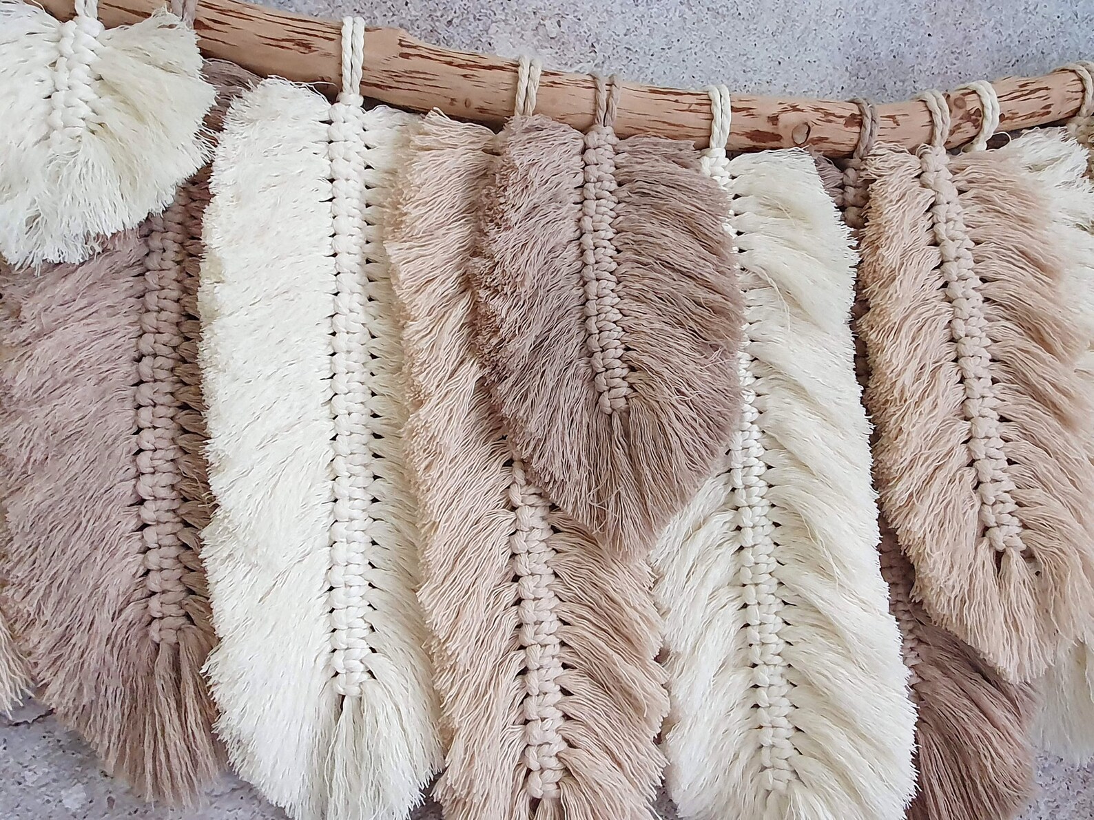 Colorful Feather Macrame Wall Hanging Natural Color Wall Art - Etsy