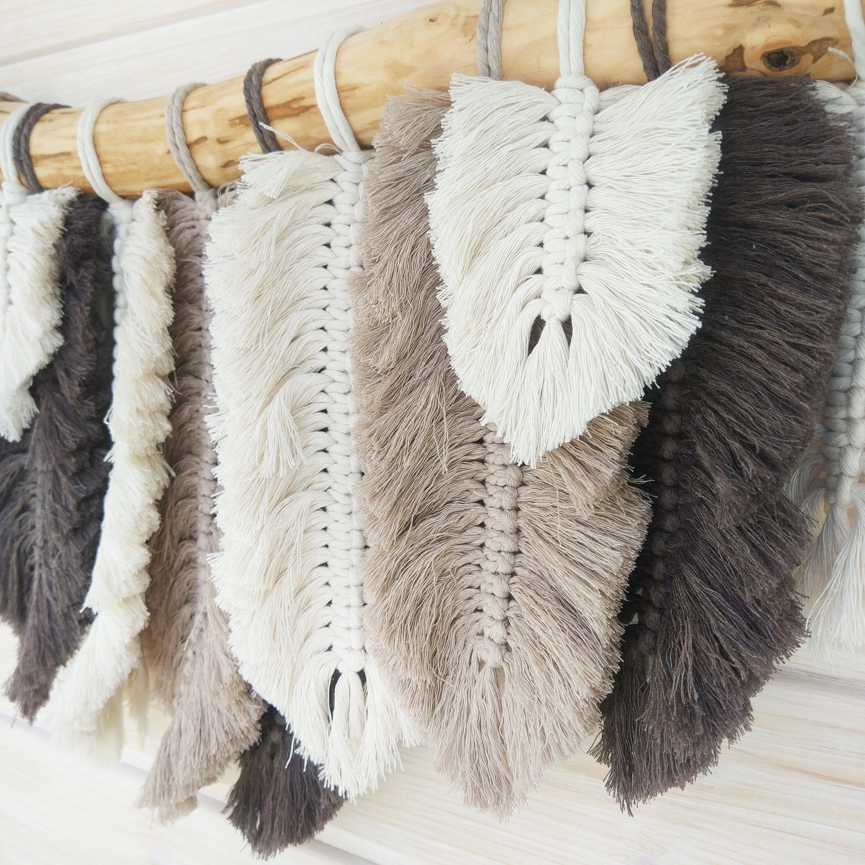 Large feather macrame wall hanging Colorful leaf wall hanging | Etsy