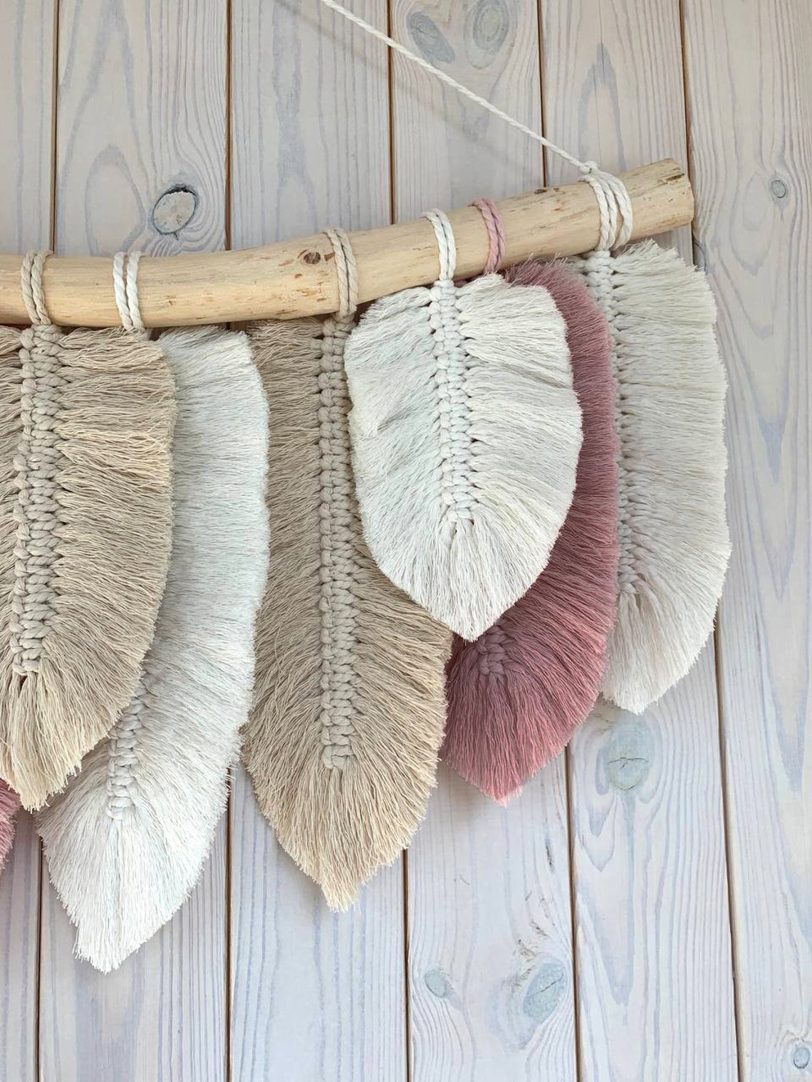 Blush Pink Feather Macrame Wall Hanging Nursery Wall Decor - Etsy